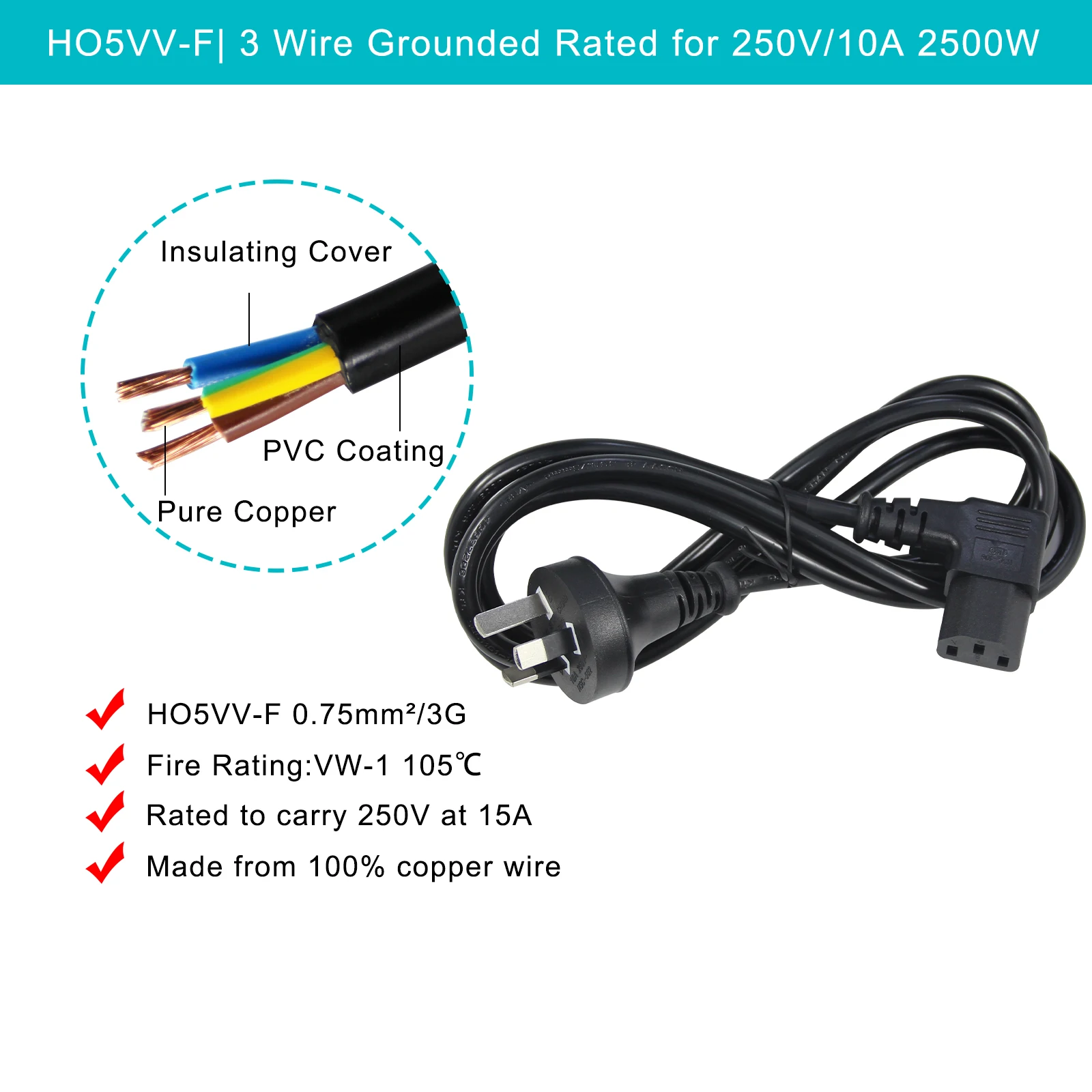 AU Male Plug 3 Pin Connector Electric 3 Prong IEC Right Angle C13 ...