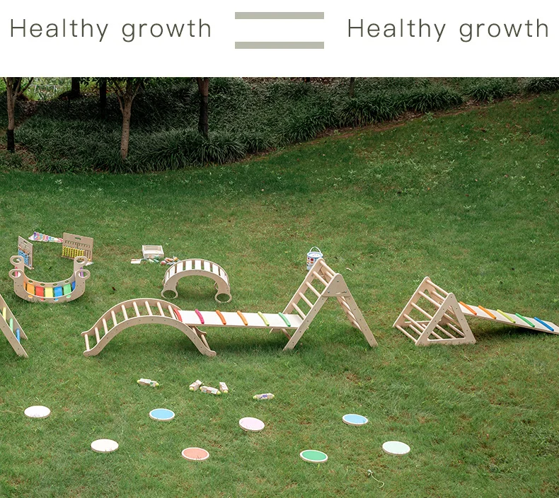 Triangle Foldable Wooden Climbing Triangle With Ladder & Slide For ...