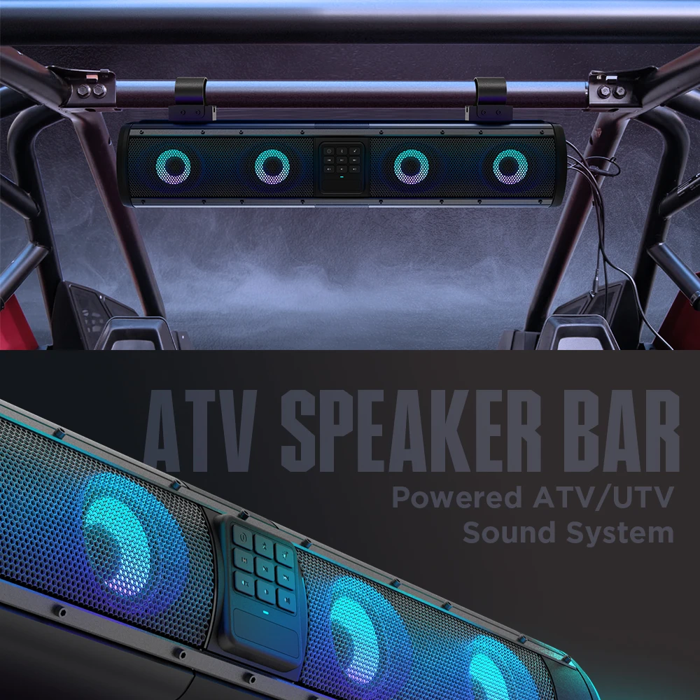 UTV Sound Bar ATV Bluetooth RGB Lighting Sound Bar Waterproof Amplified ...