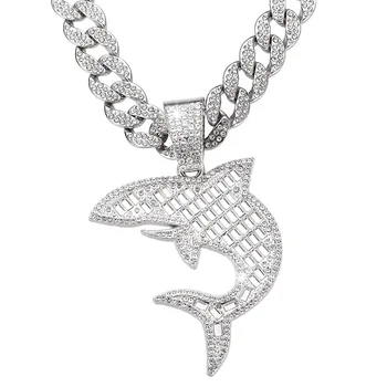 Yiwu Daicy New Design Diamond Shark Pendant Alloy Bling Bling Hip Hop ...