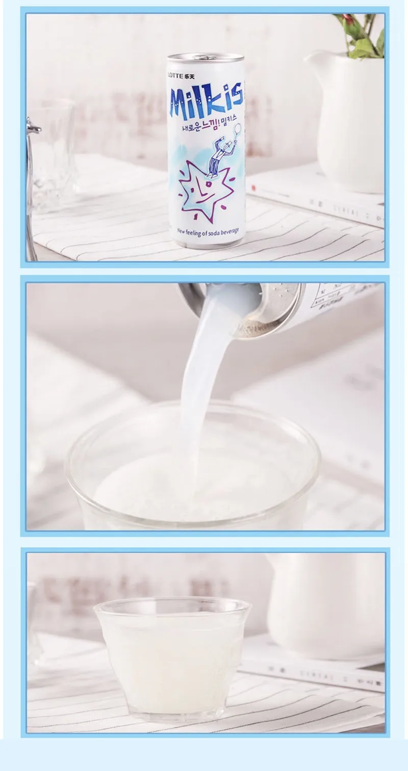 Korea Lotte Milkis Drinks Milk Strawberry Original Flavor Carbonated ...