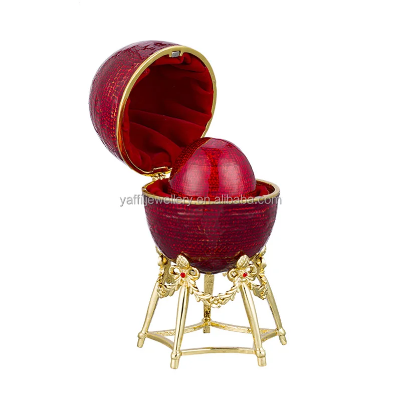 Vintage Red Zinc Alloy Jewelry Box Red Hen Egg Jewelry Box Jewelry ...