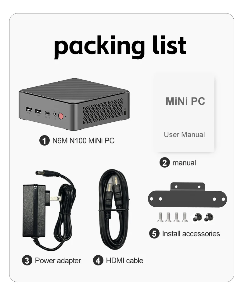 12th Generation Intel N100 Mini PC - 8GB DDR5, 256GB SSD