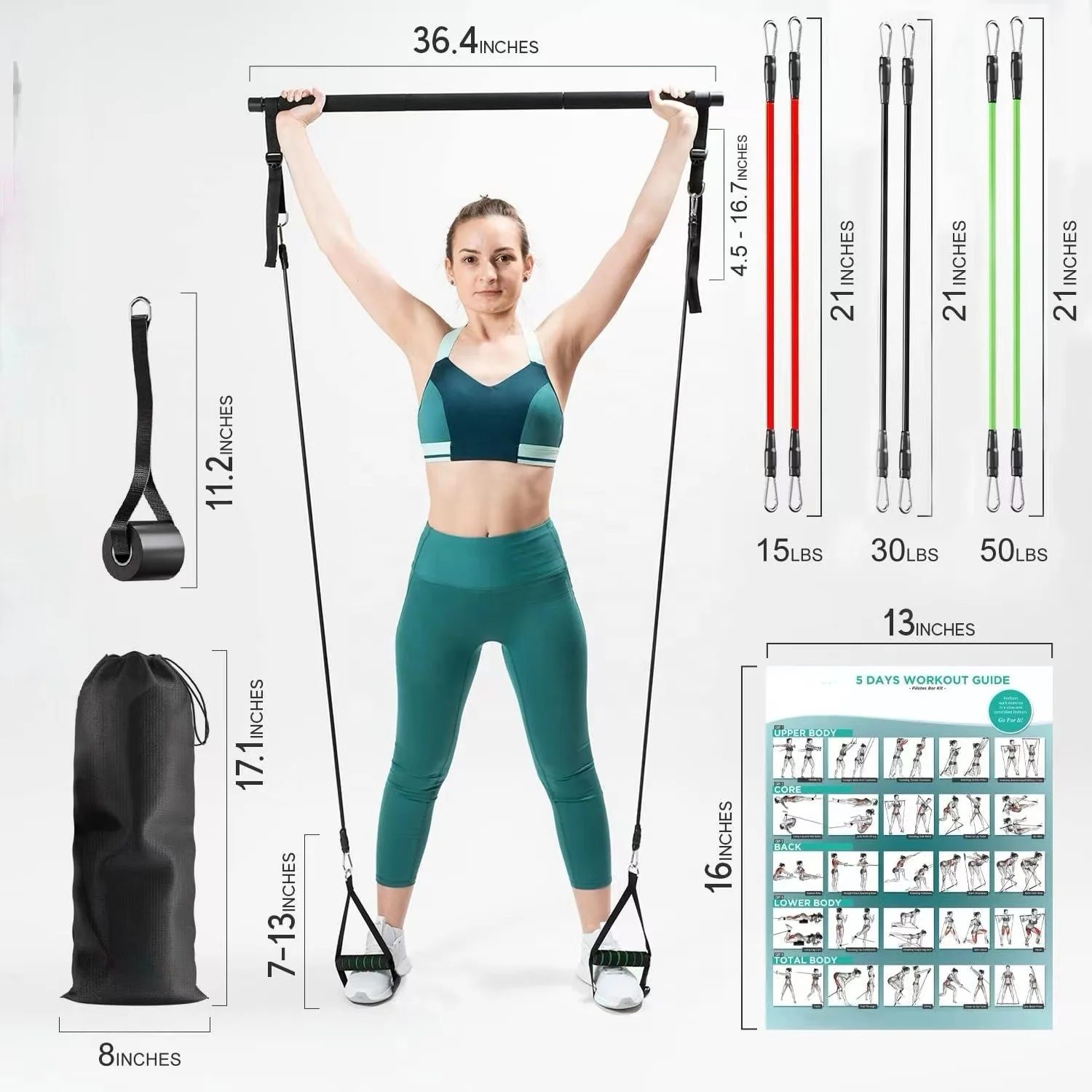 High Quality Fitness Pilates Bar Kit Portable Pilates Bar Kit With ...