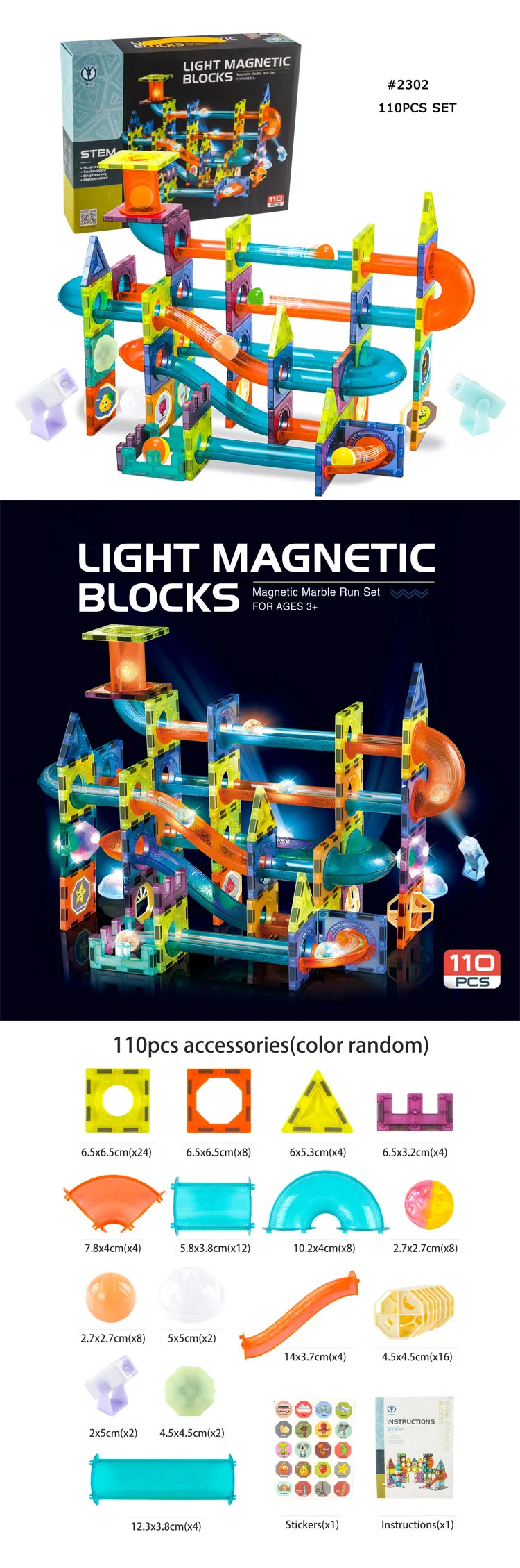 Magnetic Tiles with LED Light - Educational STEM Toys