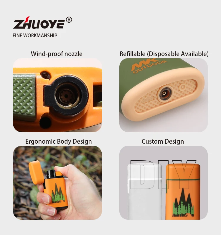 Windproof Jet Flame Smoking Lighters - ZHUOYE Cigar Torch