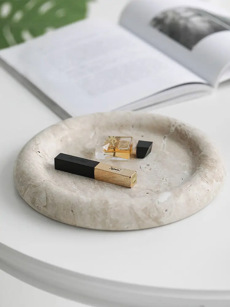 Hot Sale Natural Stone Customize Size Round Travertine Jewelry Tray ...