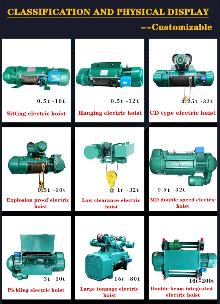 Ton Rope Wire Crane Winch Lift 2 Tons - Electric Hoist