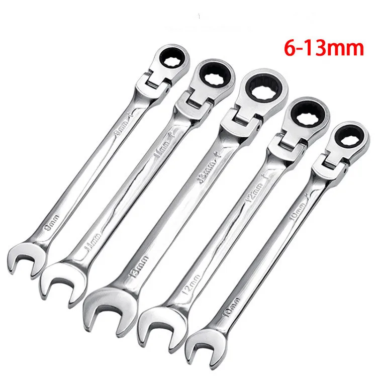 Combination Ratchet Wrench with Flexible Head - Dual-Purpose Tool