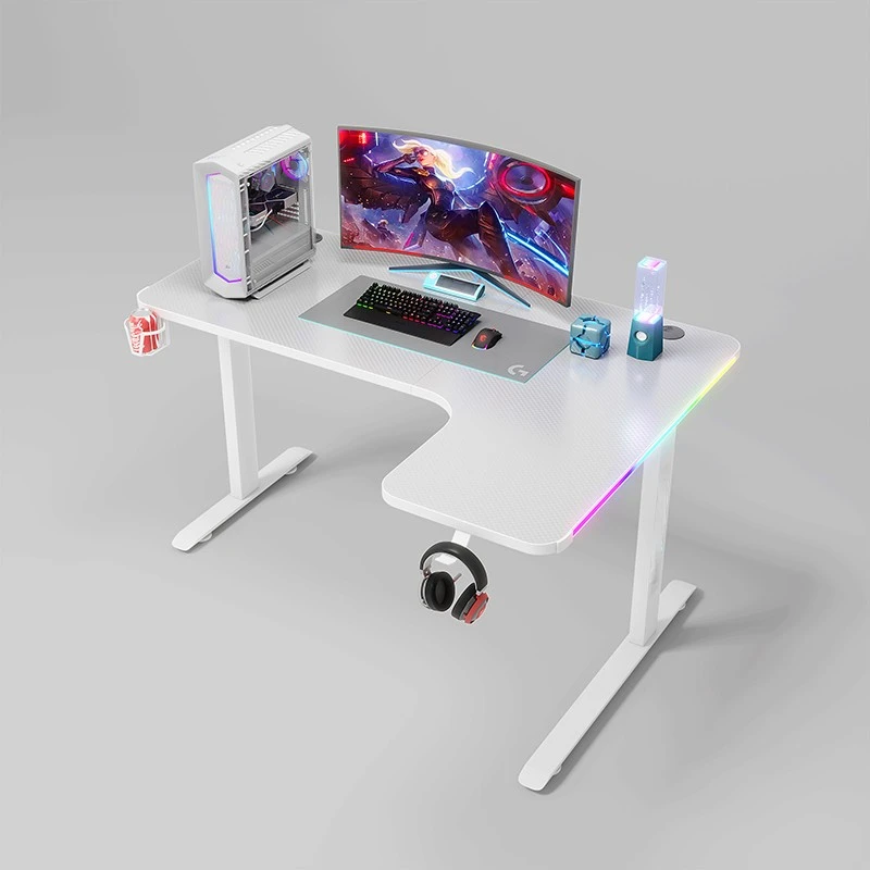 L Shaped White Gaming Pc Desk Small Office Room Computer Ergonomic ...