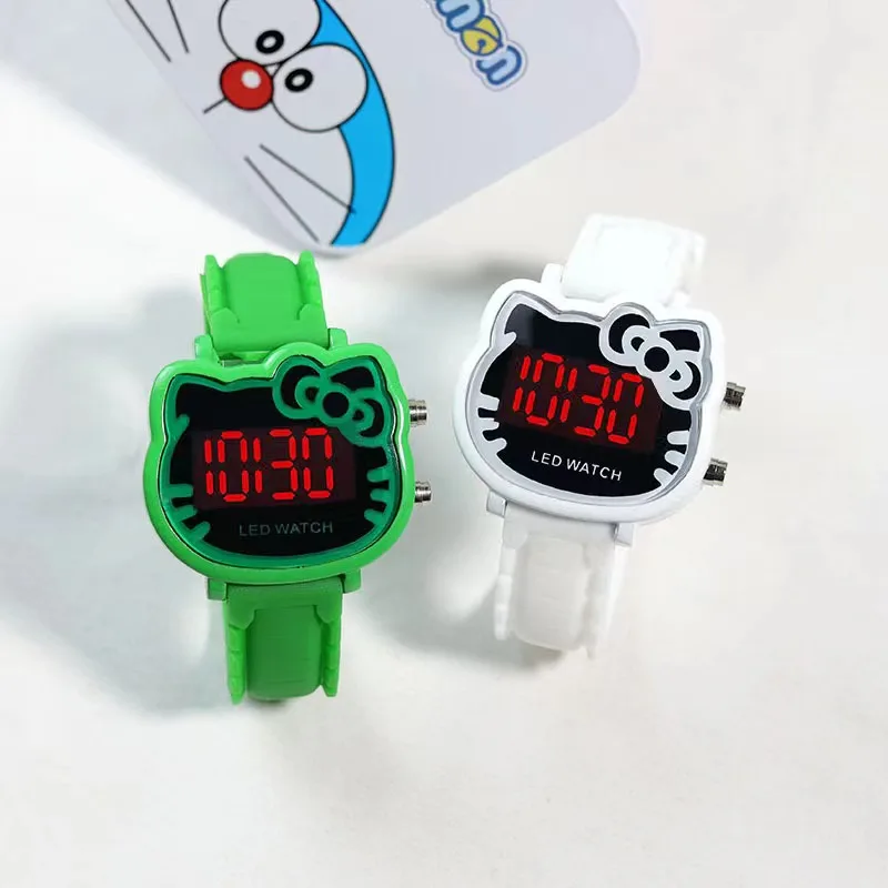 Little Girl Cute Cartoon Watch Girl Helloo Kitty Children Led ...