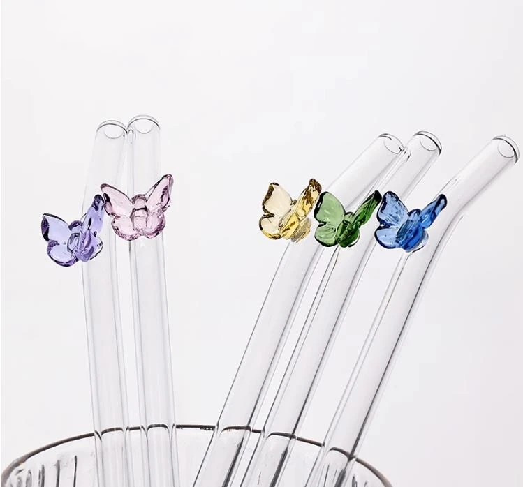 Reusable Butterfly Glass Straws - High Temperature Resistance