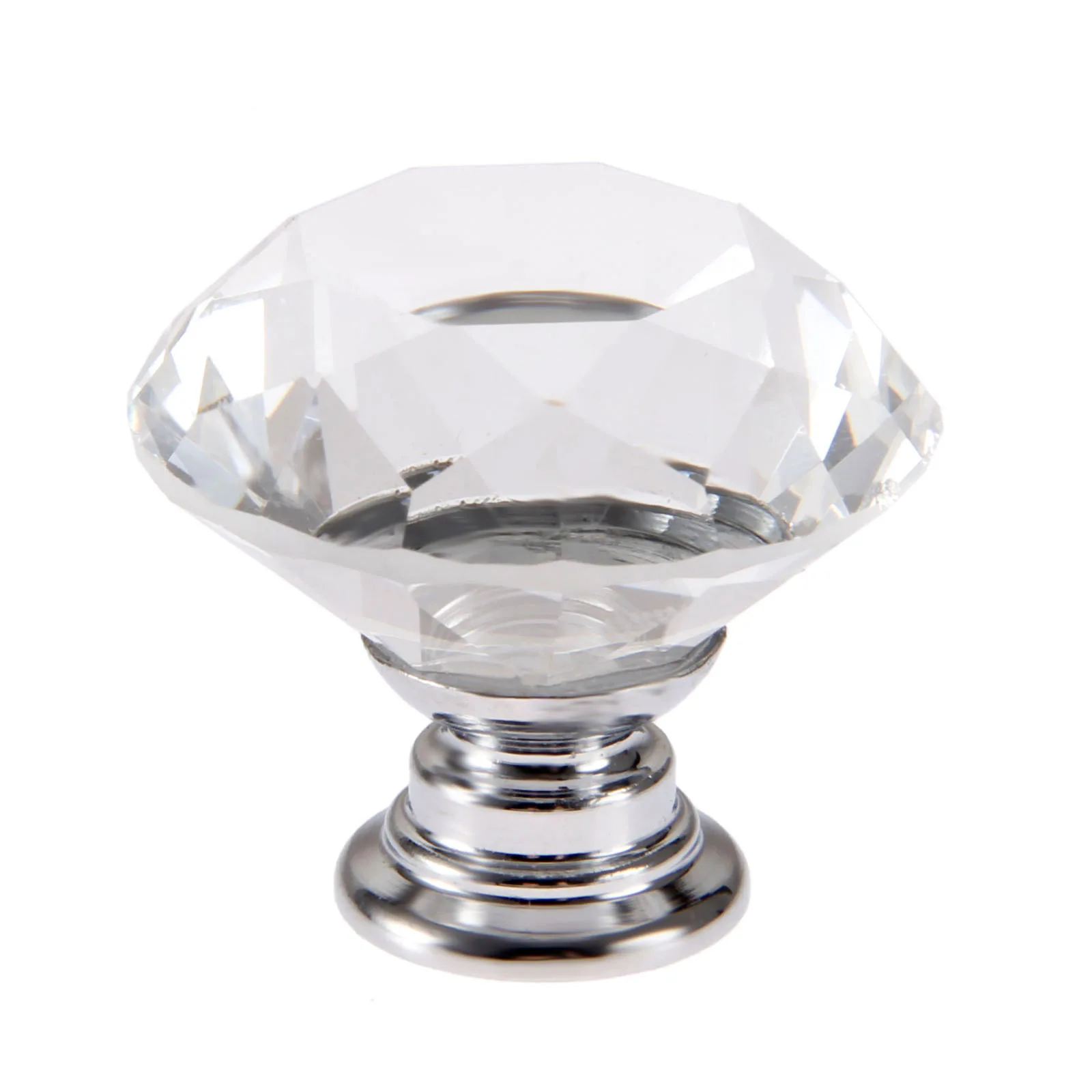 30mm Diamond Shape Crystal Glass Knobs Cupboard Drawer Pull Cabinet Door Wardrobe Handles ...