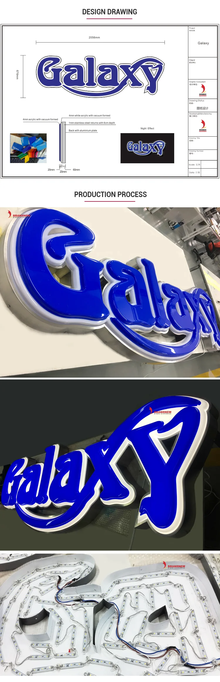 BRANDNEWSIGN Customised 3D Plastic Frontlit Acrylic Letters