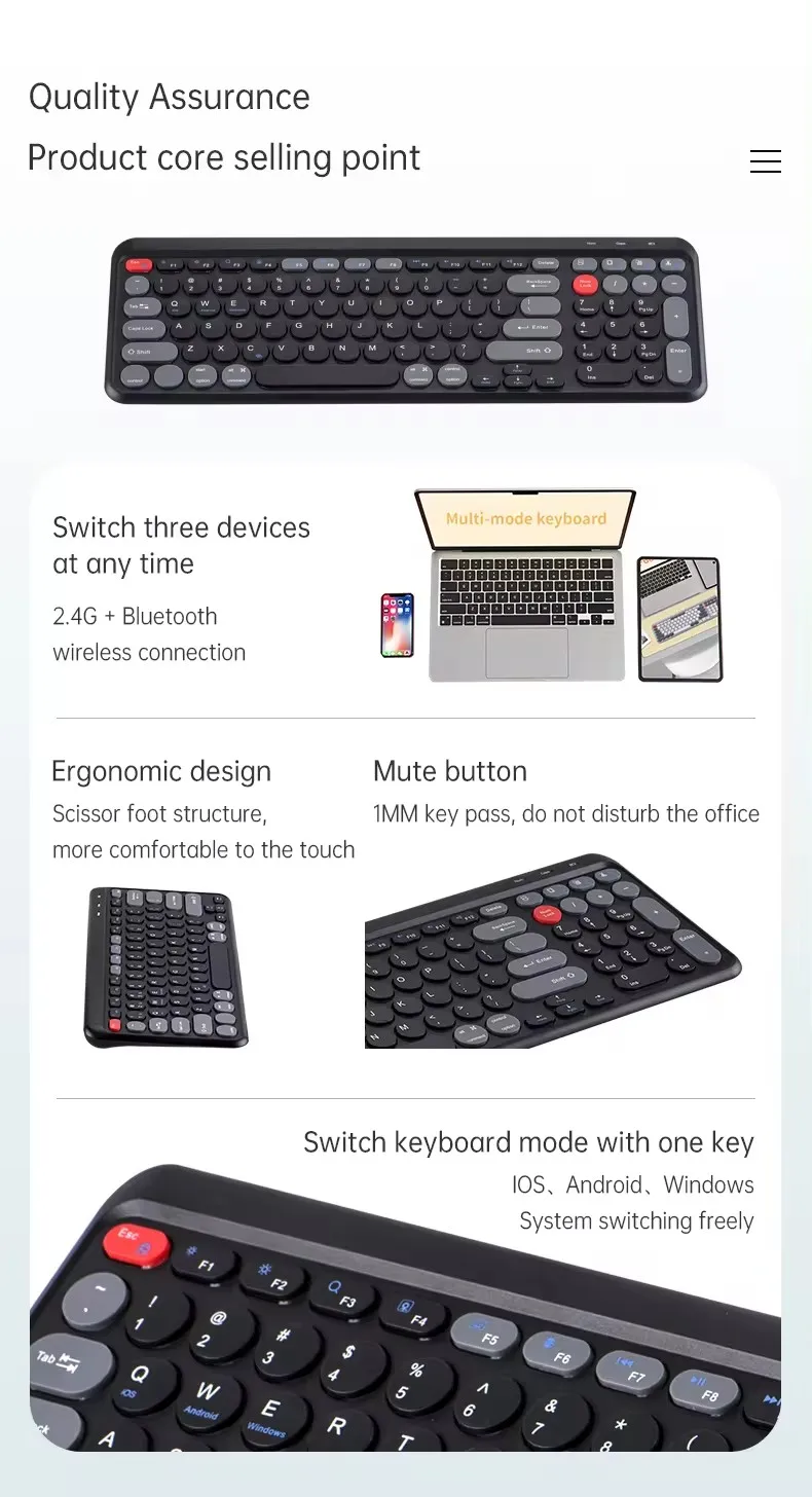 Dual Mode Wireless Rechargeable Keyboard Mechanical Gaming Computer 2 ...