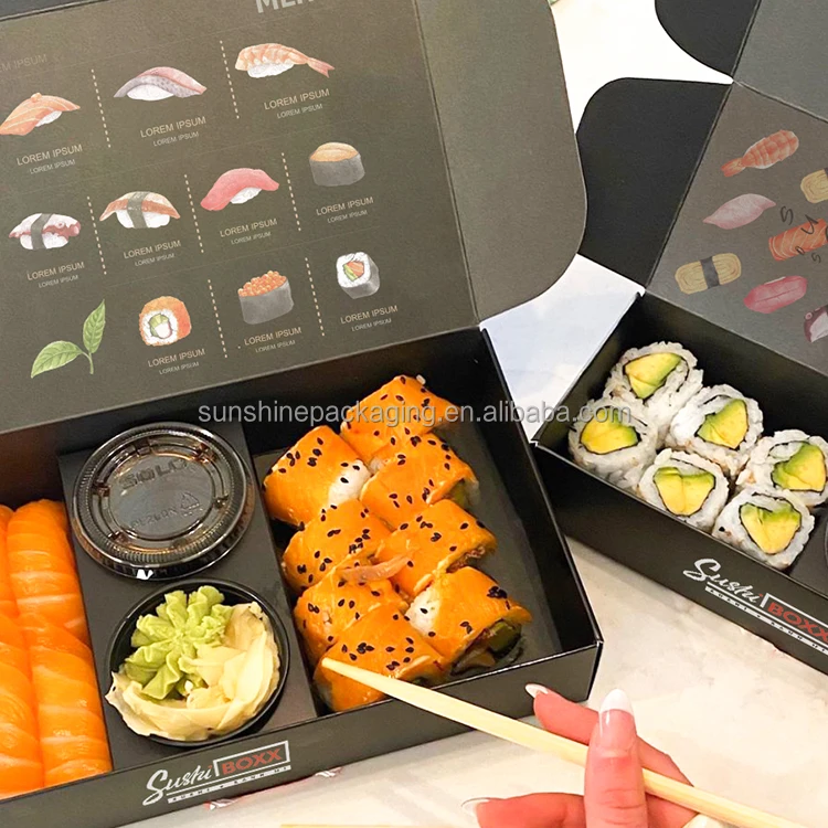Custom Luxury Magnetic Paper Sushi Takeaway Box Packaging