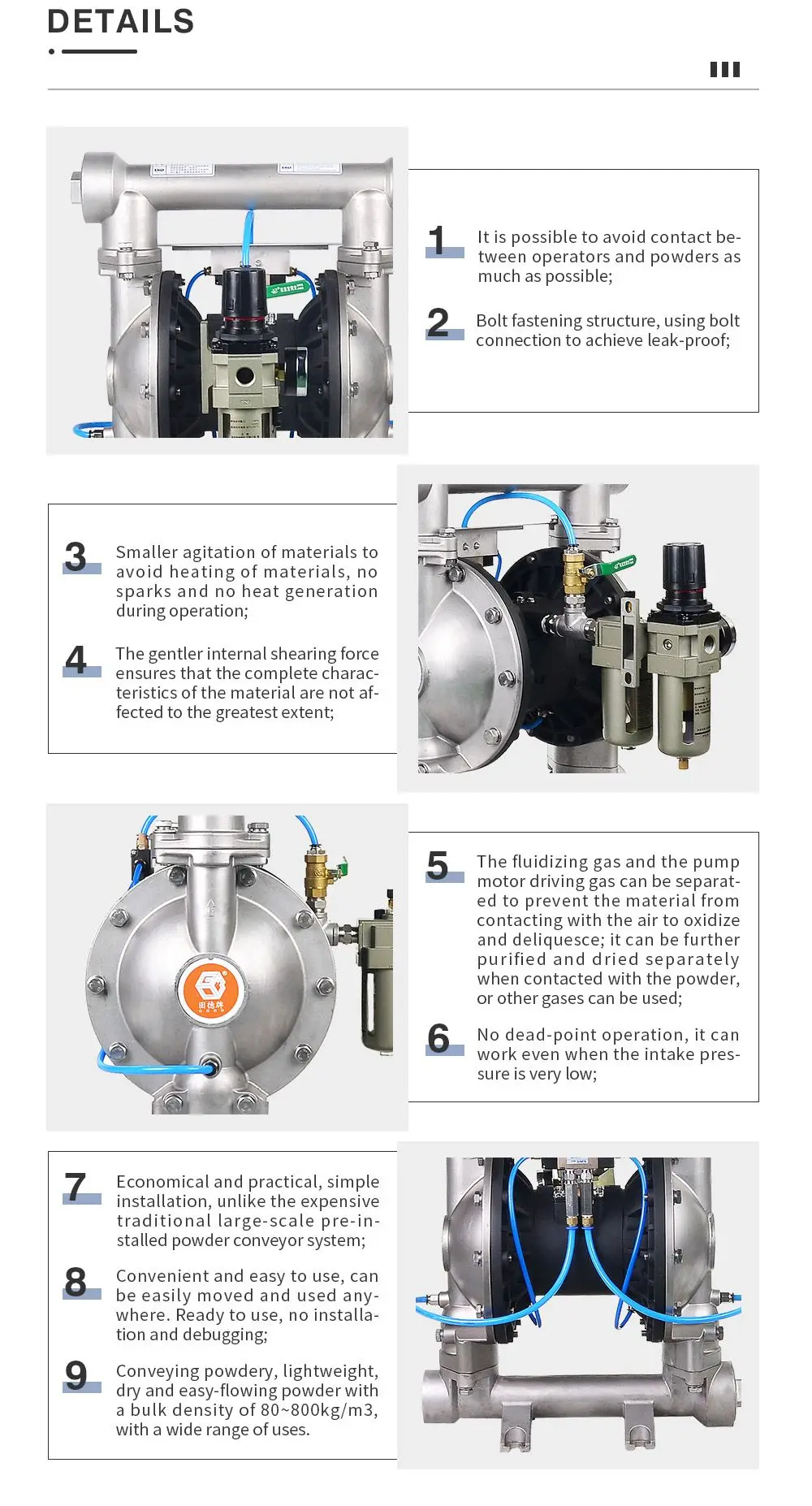 2'' Stainless Steel QBF3-50P Air Operated Double Diaphragm Pump (AODD ...