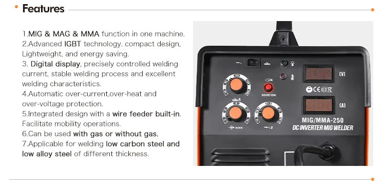 Gazsiz Gazalti Mig Kaynak Makinesi Mig-160 Digital Display Gas Non Gas ...