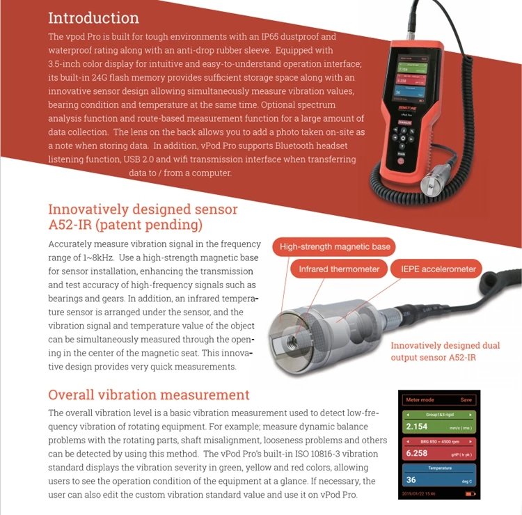 Vpod Smart Vibration Meter - High Quality BENSTONE Instrument