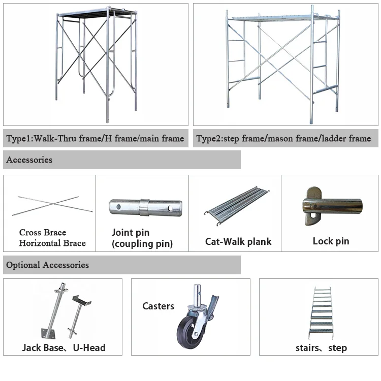 Durable Steel H Frame Scaffolding - Adjustable & Color Coated