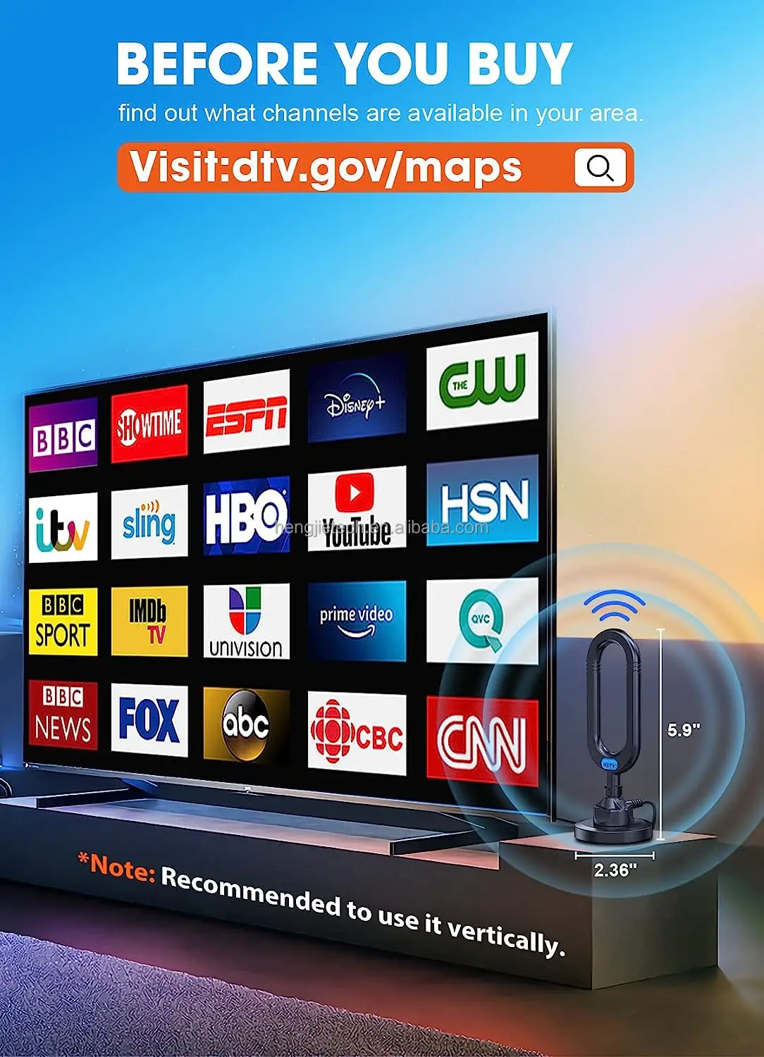 2023 Newest Clear 4K Digital Antenna HD TV up to 380 Miles Long Range ...