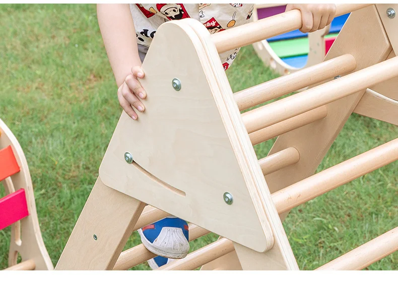 Triangle Foldable Wooden Climbing Triangle With Ladder & Slide For ...