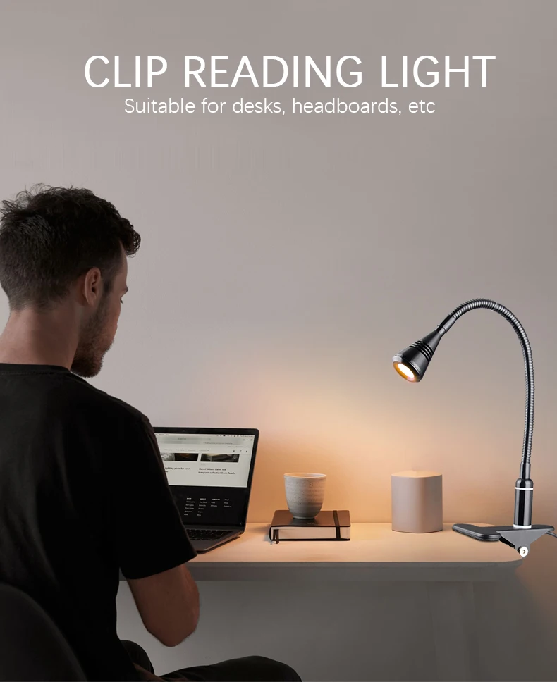 Hot Sell Flexible Neck Reading Light White Warm LED Clip on Desk Lamp ...