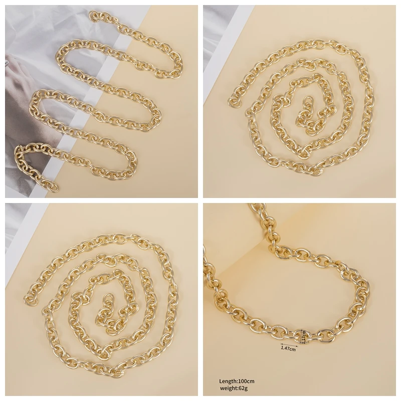 Wholesale Light Gold Metal Nk Chain Handmade Waist Chain Aluminum Curb ...