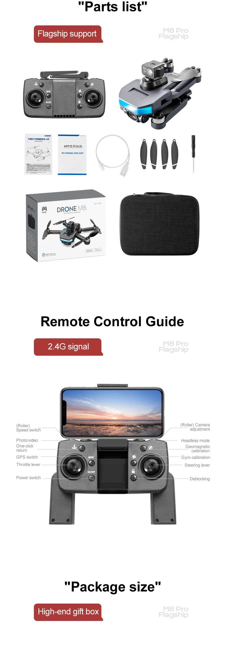 Drone Professional 4k Hd M8 Aerial Photography Quadcopter Remote ...