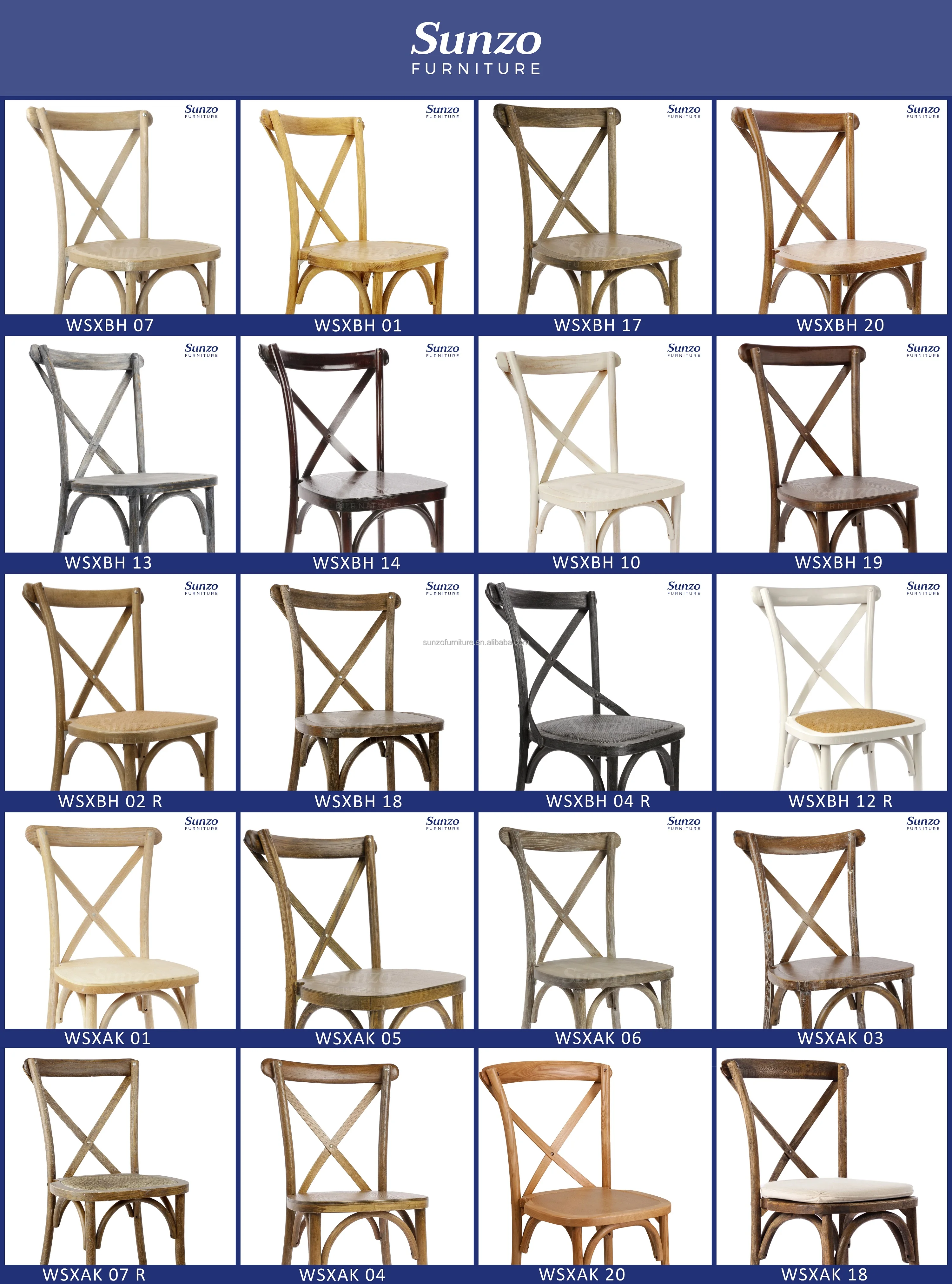 Stackable Antique X Cross Back Chairs - Durable & Stylish