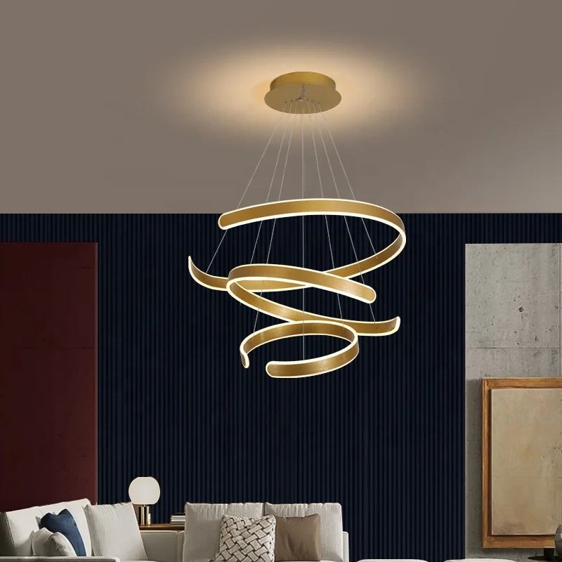 Large Chandelier Round Led Pendant Lights Modern 3 Rings Led Circle ...