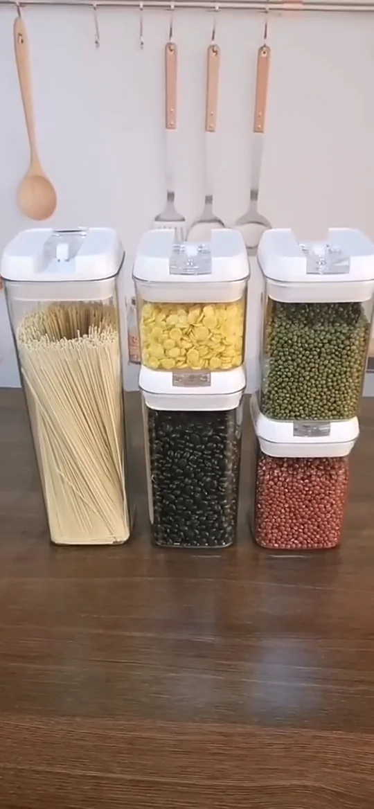 5 Pieces Set Airtight Food Storage Container Kitchen Dry Goods ...