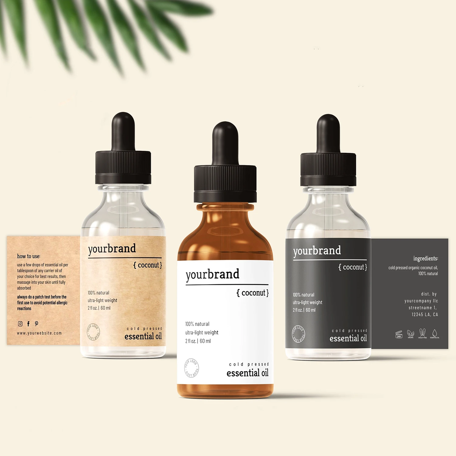 Luxury Logo Print Custom Essential Oil Bottle Stickers