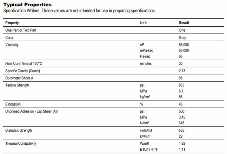 DC SE 4450 熱硬化型導電性フローアブル接着剤 - −45℃から200℃対応