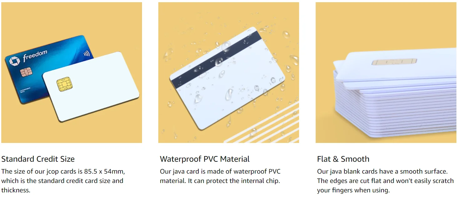 Unfused J2A040 Chip JAVA JCOP Cards 40K Memory - Customizable