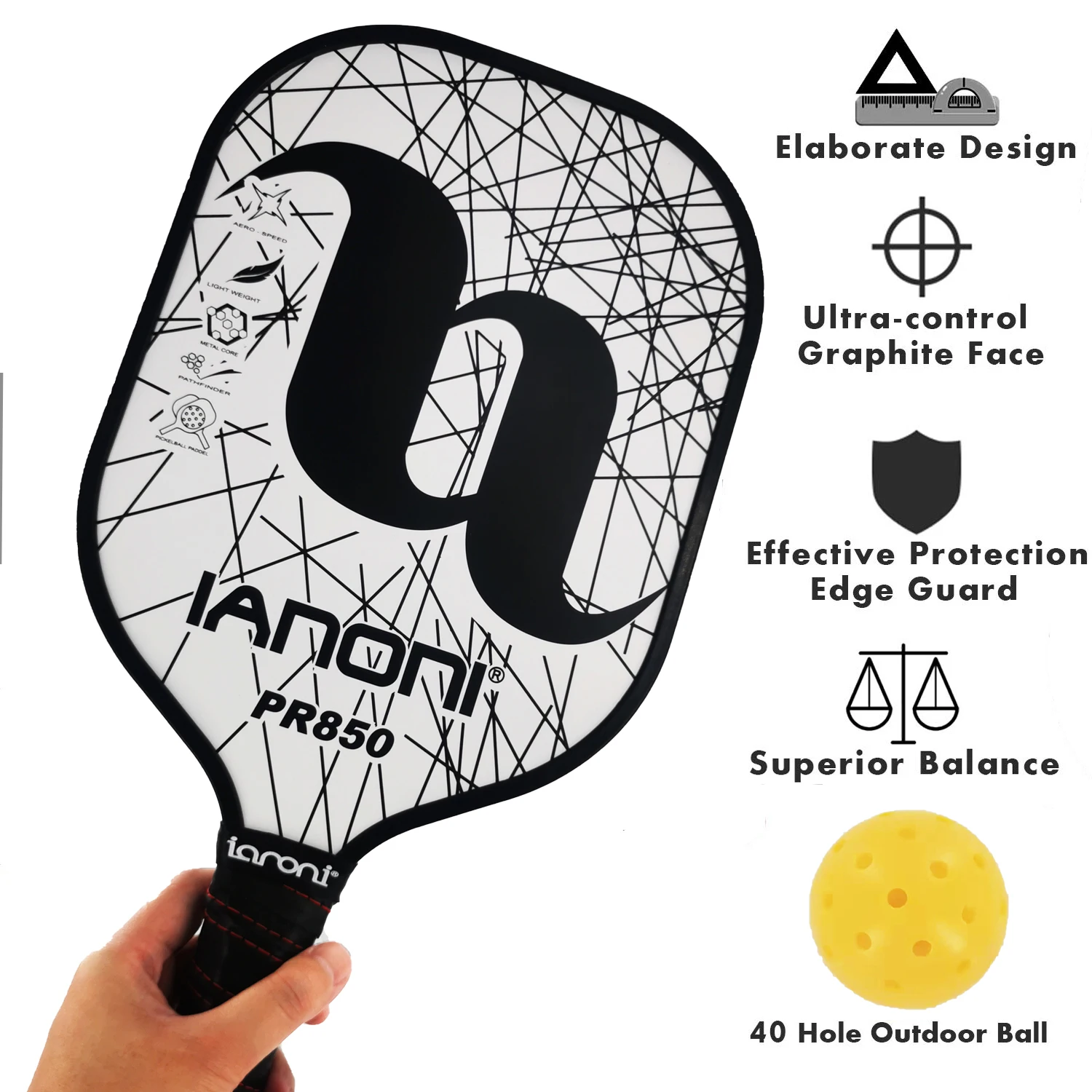 Ianoni Custom High Quality Honeycomb USAPA Pickleball Paddle Set