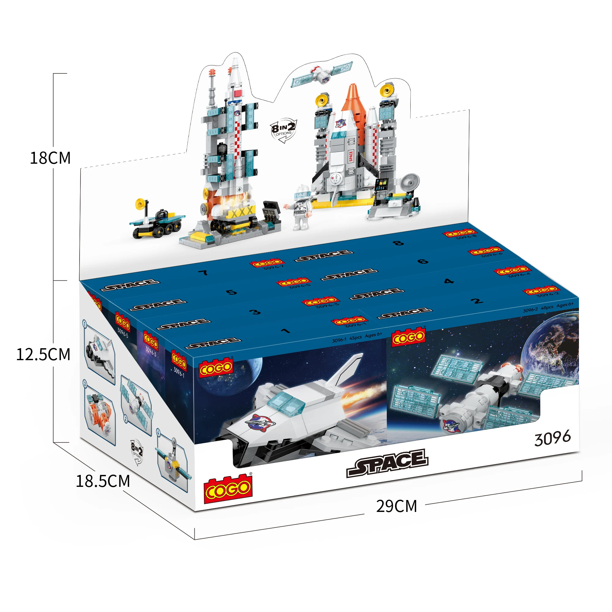 Cogo Kids Educational Assemble 8 In 2 Mini Space Plane Series Bricks ...