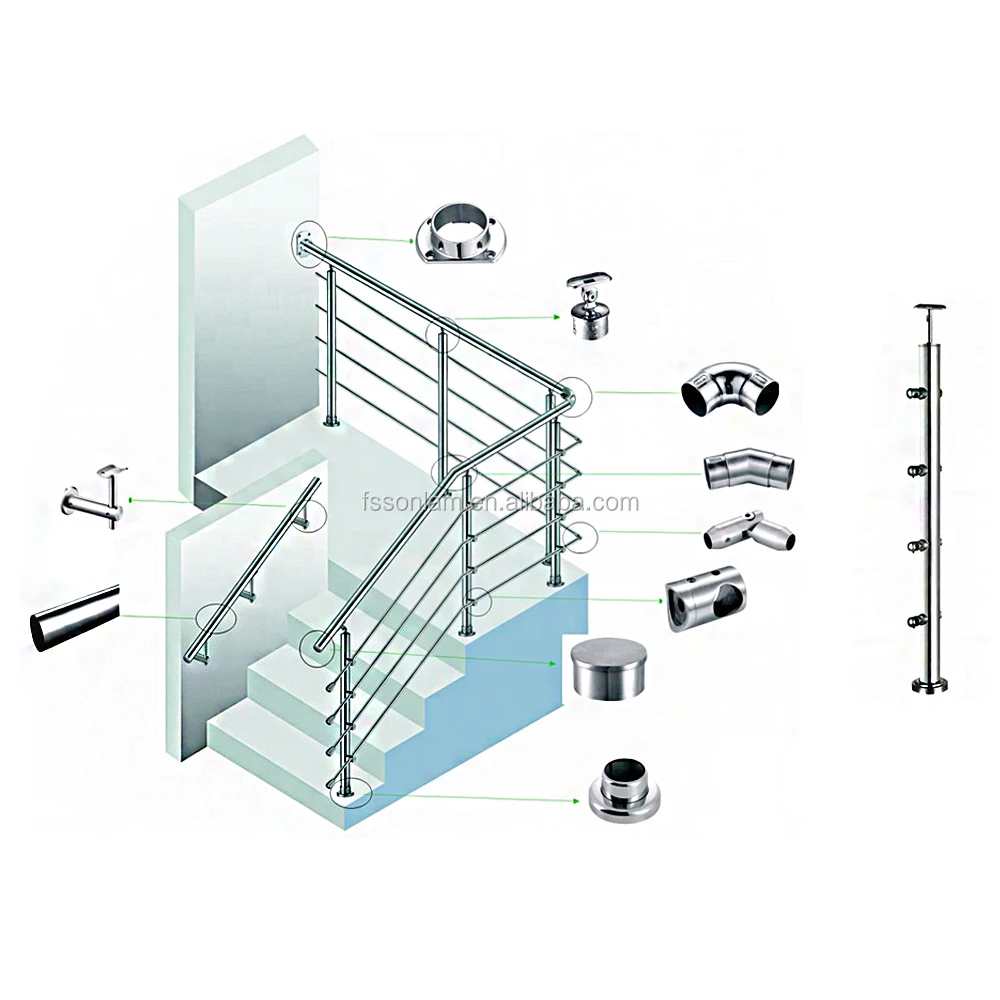 Stainless Steel 304 Glass Clamp Stair Railing Clip Balustrade Handrail ...