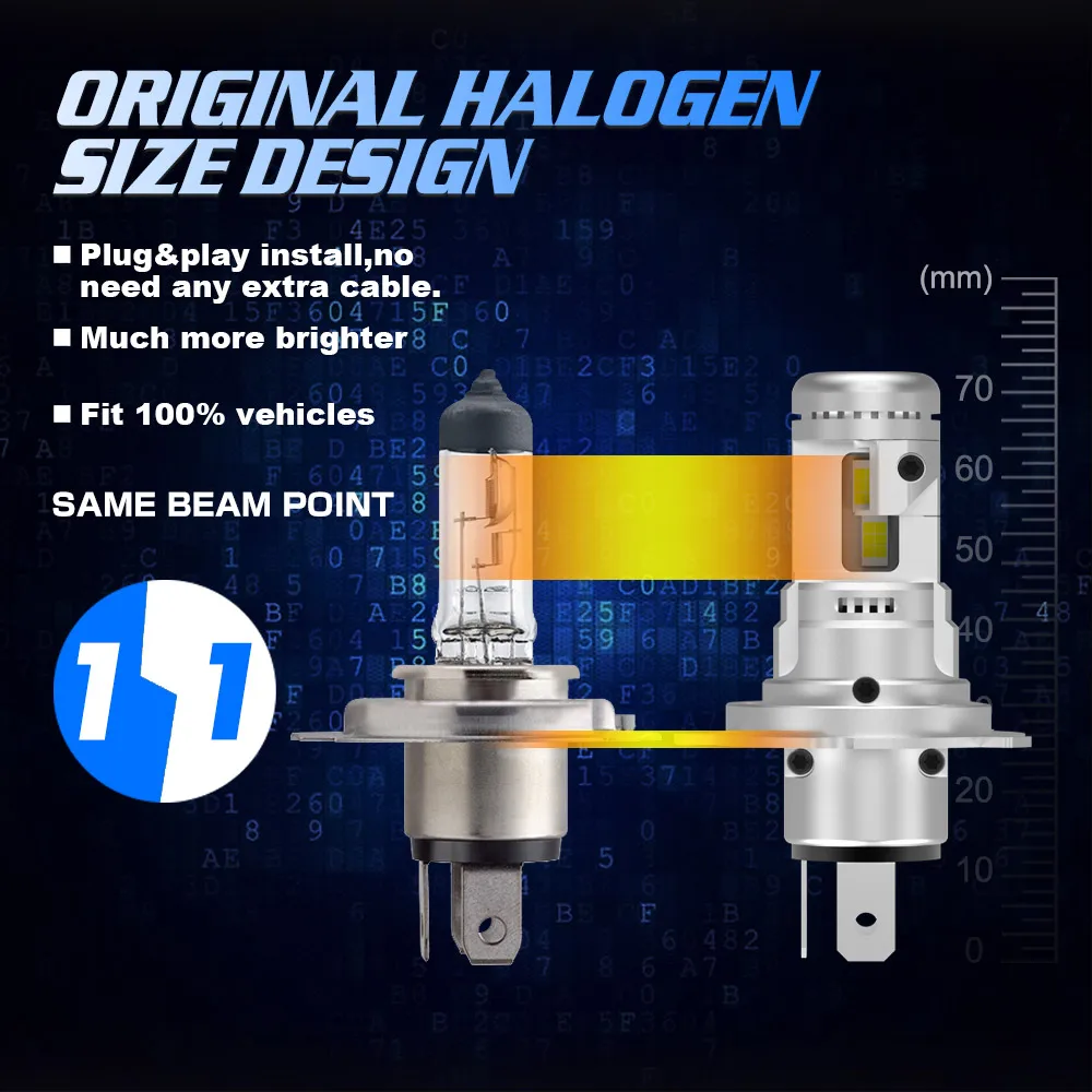 G-view GMX H4 H19 LED Headlight Bulbs - 6500K 10000LM