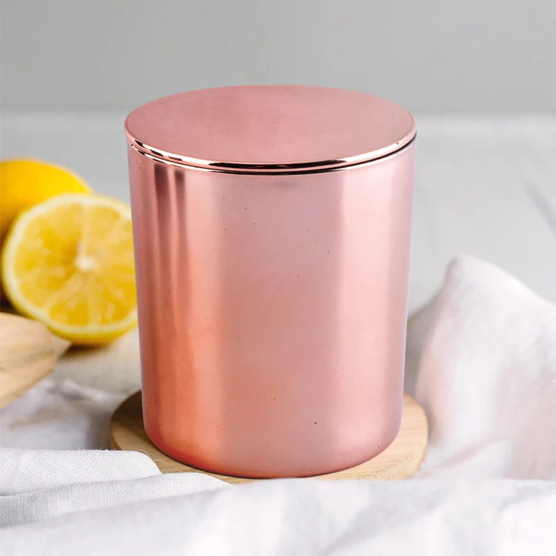 Rose Gold Glass Candle Container With Lid And Box - Buy 4 Oz Glass Jars ...