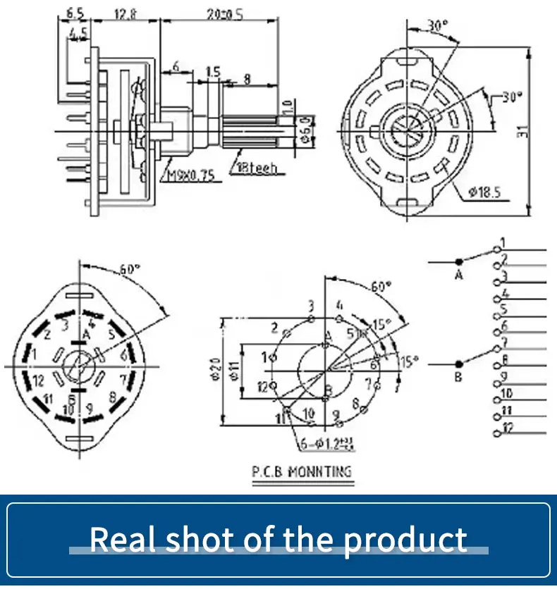 Rs25 Band Switch Shift Position Rotary Switch Pin-1 Knife 11 Gear-(1*11 ...