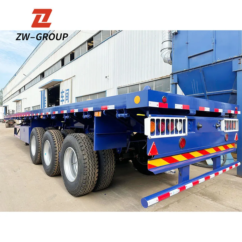 3 Axle 20ft 40ft Semi Trailer Shipping Container Flatbed Truck Trailers ...