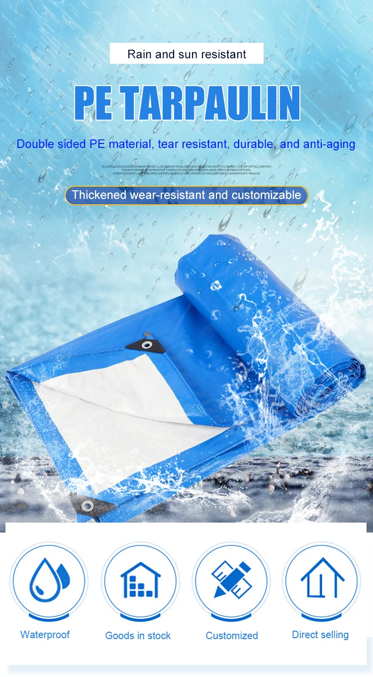 200gsm 3ftx40ft Muti-color Poly Tarp Waterproof Polyethylene Tarpaulin ...