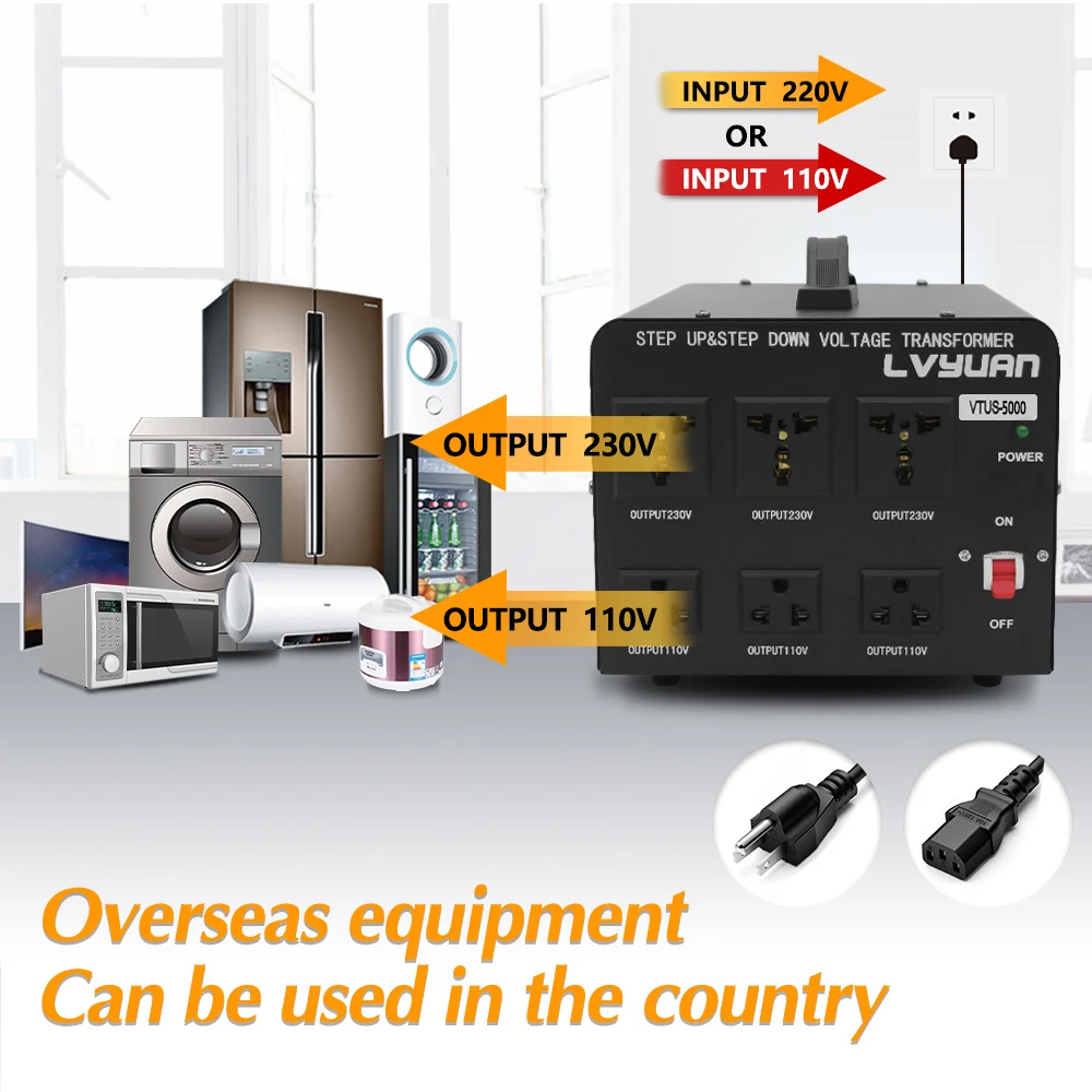 LVYUAN 5000W Step Up/Down Transformer, 110V/220V/230V Converter, CE ...
