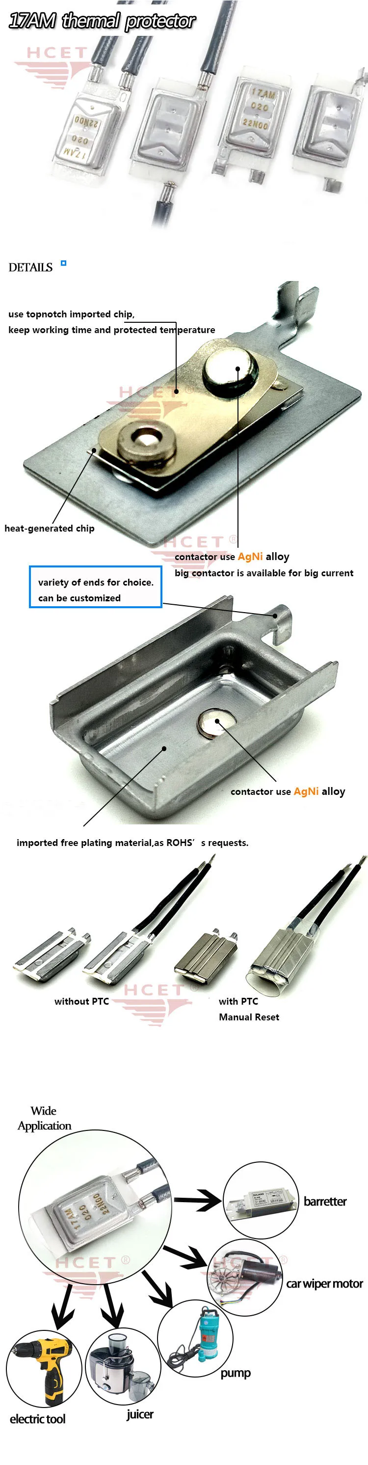 17am Bimetal Thermal Protector Thermostat Equivalent To Sensata - Buy 17am Thermal Protector ...