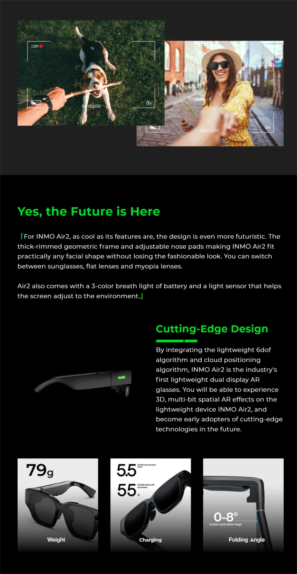 Inmo Air2 Ar Smart Glasses 2+32gb Customization Screen Touch Smart ...