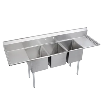 Freestanding 3 Three Compartment Sink Commercial Stainless Steel ...