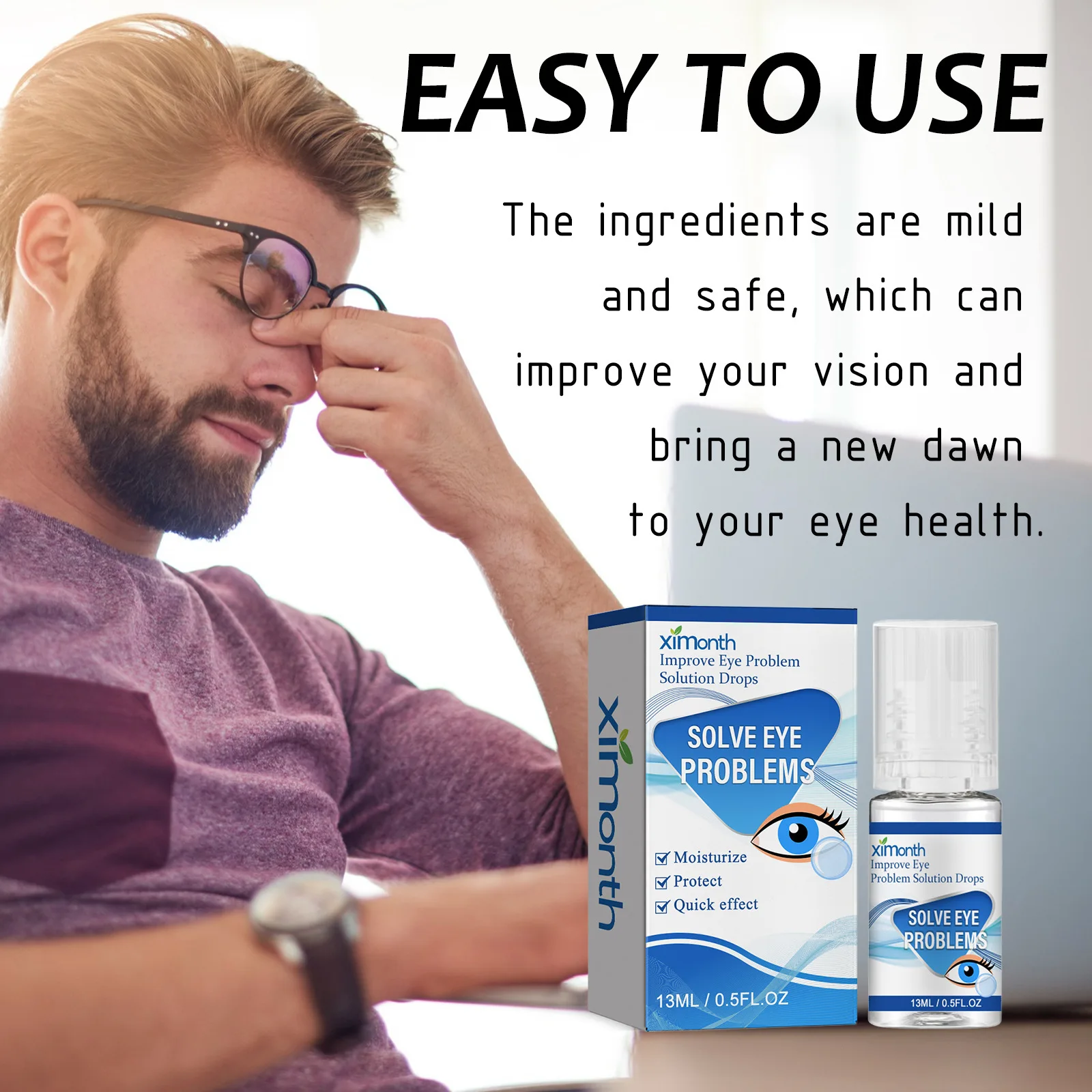 Ximonth Myopic Eye Drops For Eye Fatigue Swelling Blurred Vision Mild ...