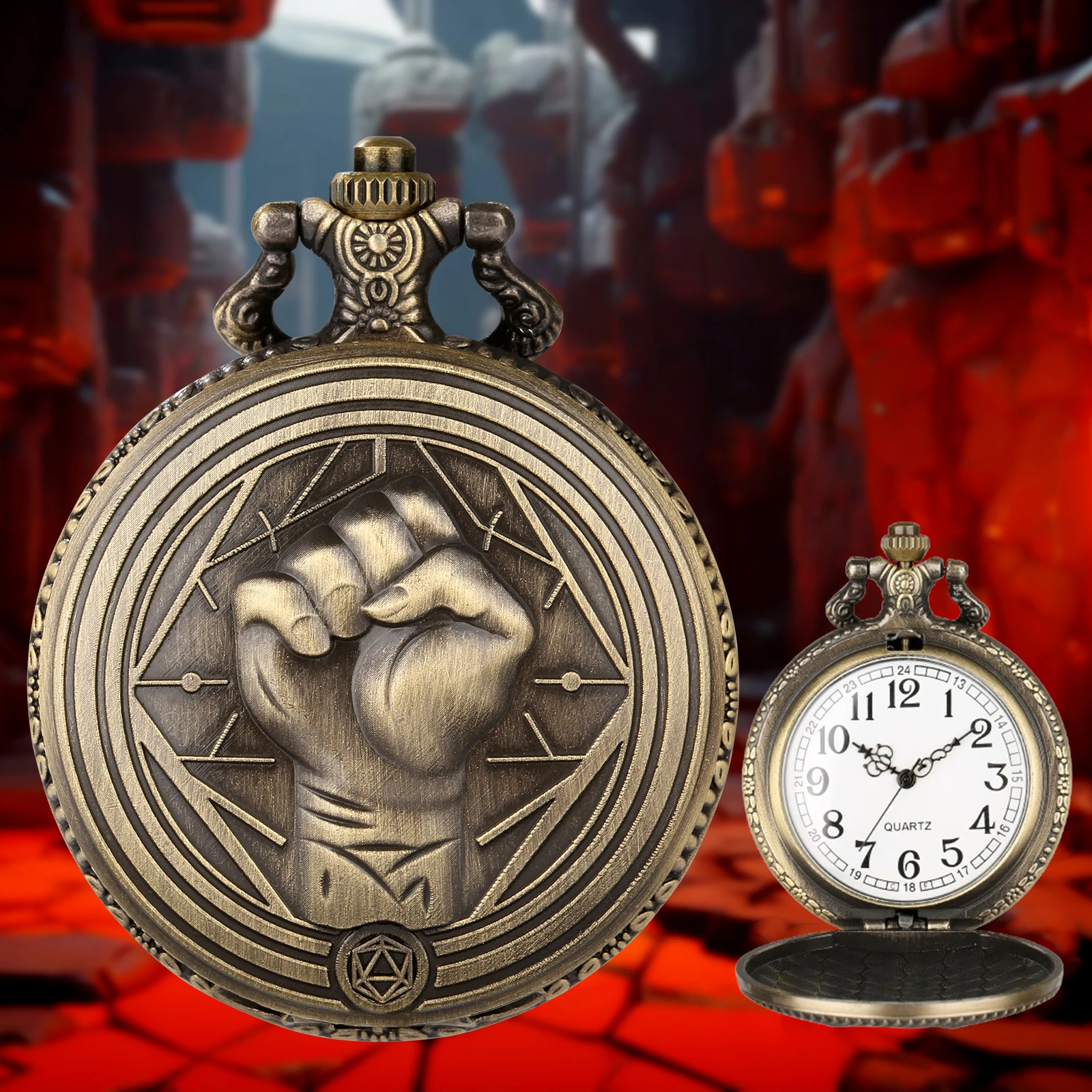 2025 New Design Vintage D&d Monk Fist Quartz Pocket Watch With Chain ...