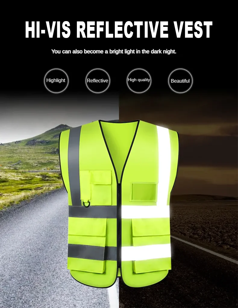 Cheap Multicolor Warning Vest Workwear High Visible Yellow Reflective ...